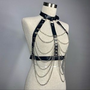 Unlisted | Accessories | Leather Chest Harness W Metal Chain | Poshmark